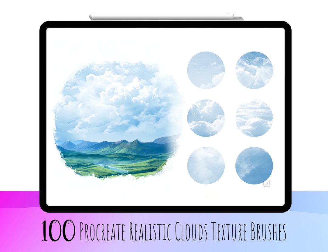 100 Realistic Cloud Procreate Brushes,procreate Sky,procreate Clouds, Procreate Nature ...