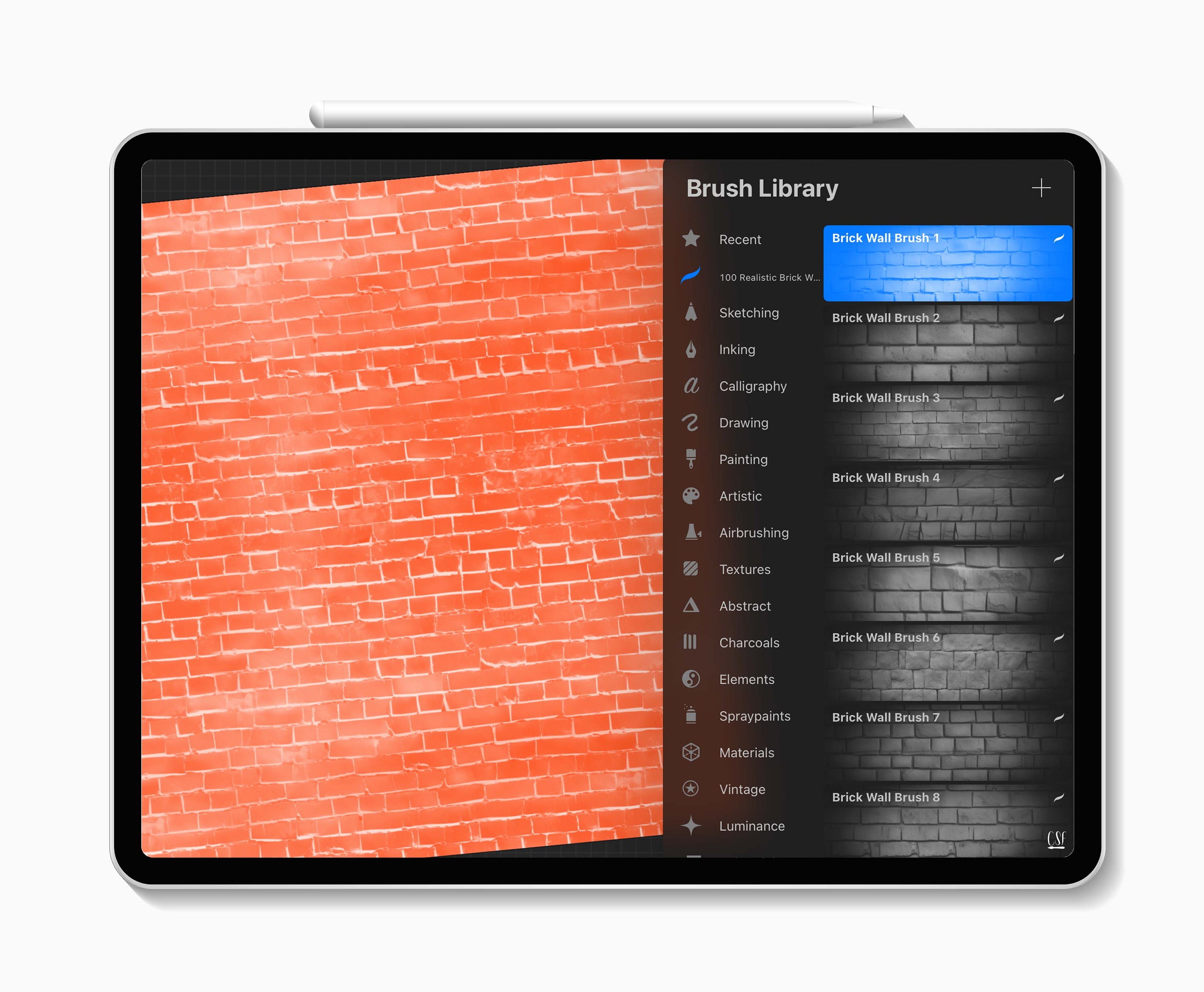 100 Realistic Brick Wall Procreate Brushes, Brick Texture Brush ...