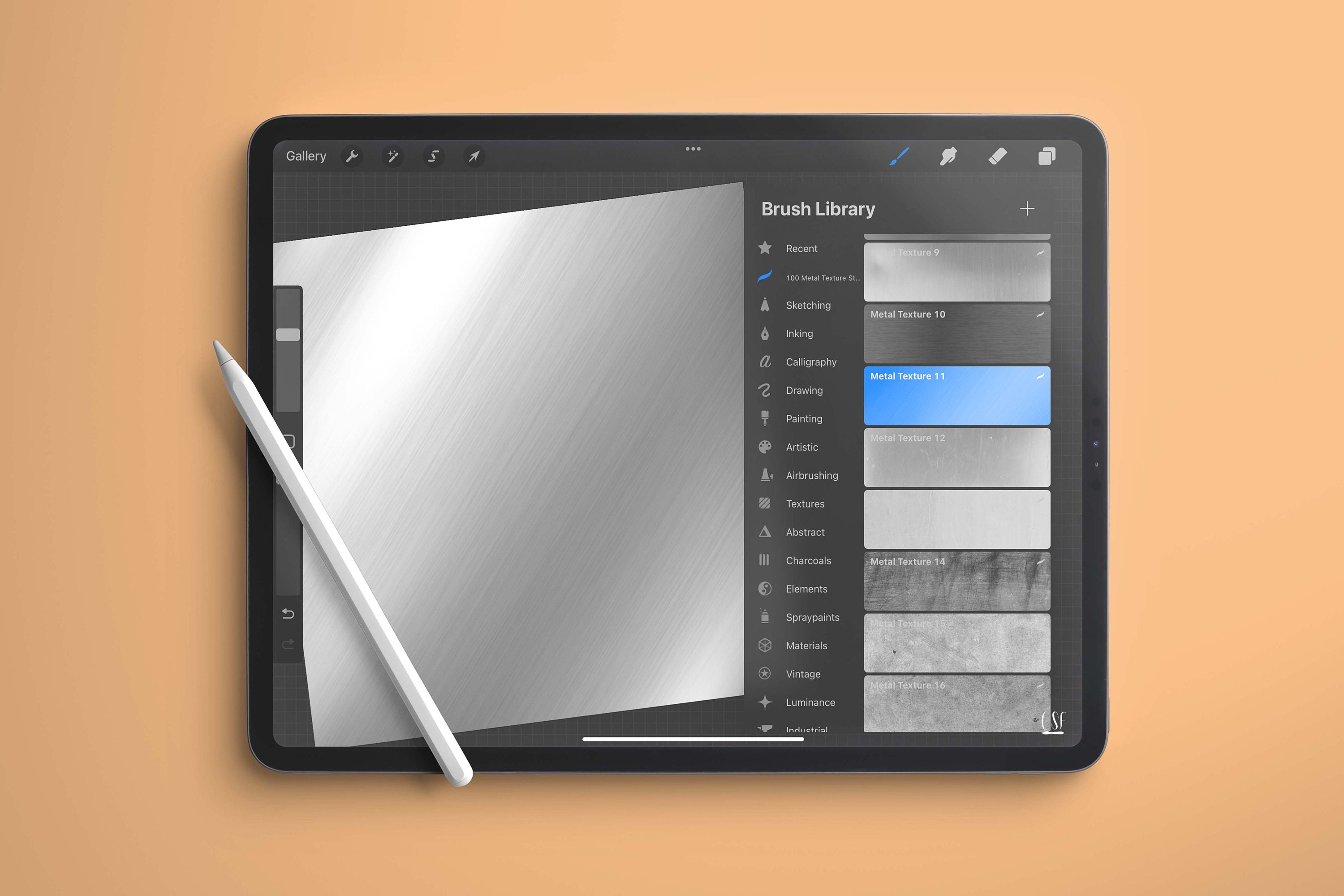 100 Procreate Metal Texture Stamp, Chrome Procreate, Platinum Procreate ...