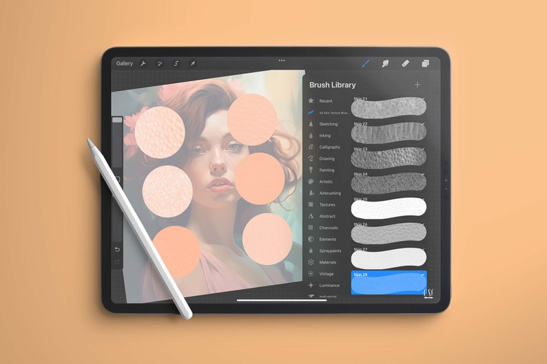 50 Procreate Skin Texture Brushes, Procreate Portrait, Procreate Face, Procreate Blending ...