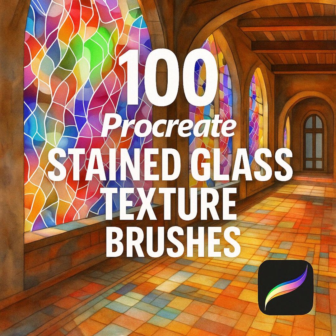 100 Stained Glass Procreate Brushes, Glass Procreate, Procreate Mosaic, Procreate Stained ...
