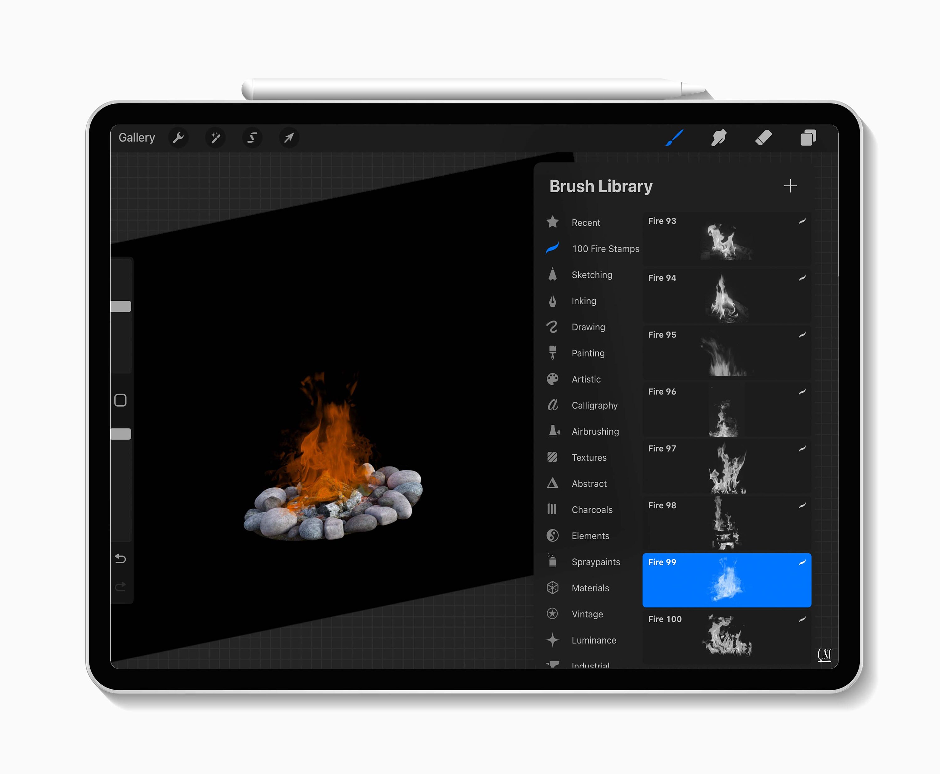 100 Procreate Fire Stamp Brushes, Fire Stamp Set, Fire Brush, Digital ...