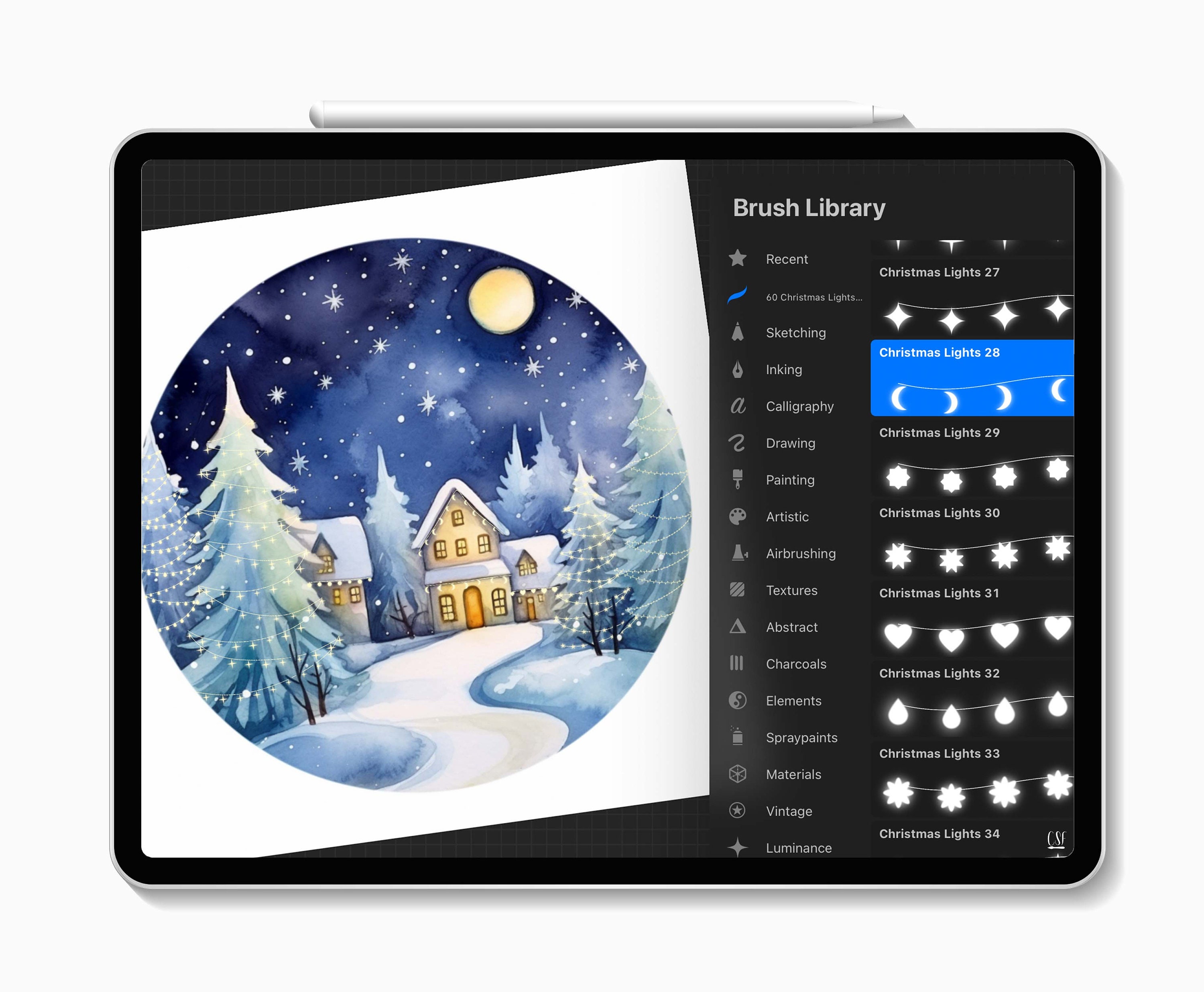 60 Christmas Lights Procreate Brushes,procreate Garland Brushes ...