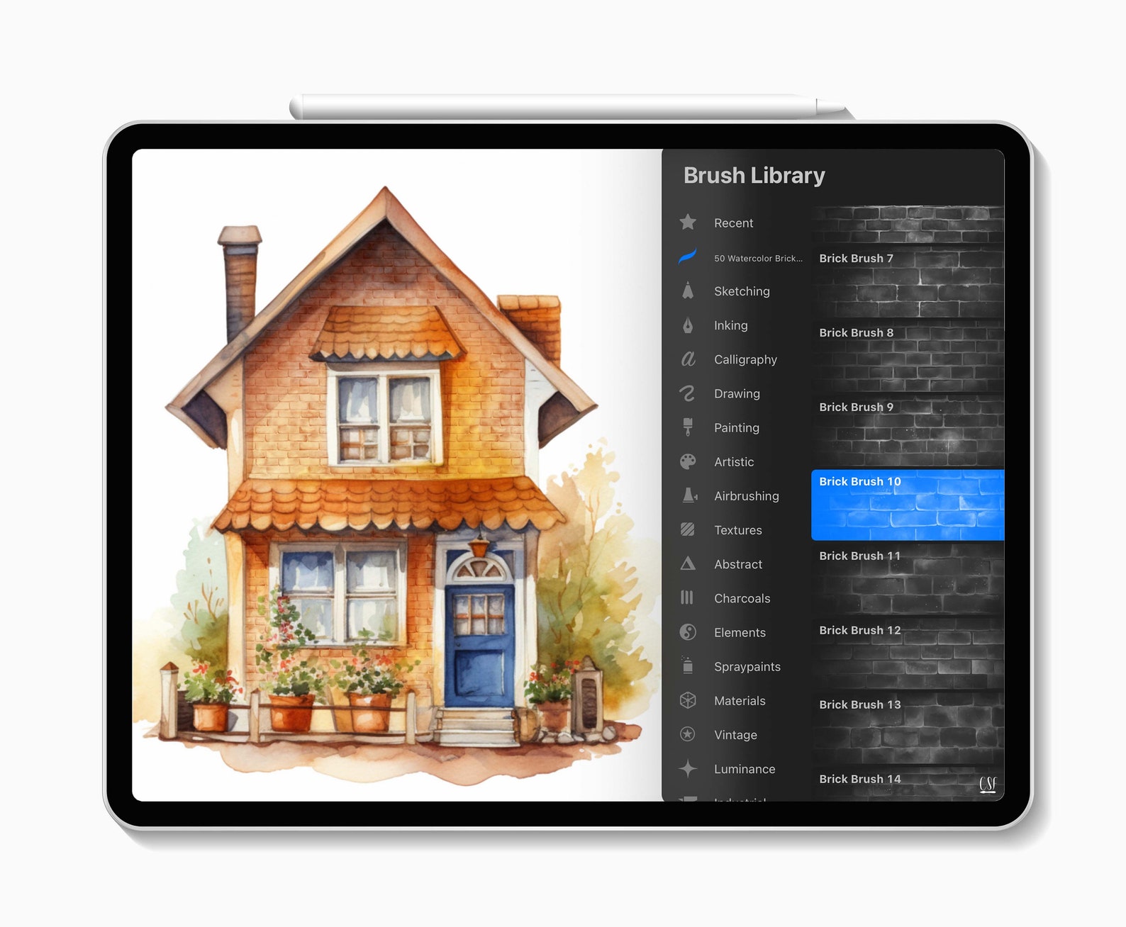 50 Watercolor Brick Wall Procreate Brushes, Brick Texture Procreate ...