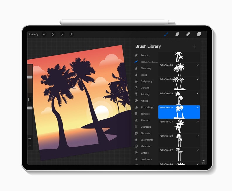 100 Procreate Palm Tree Stamp Brushespalm Tree Stamppalm - Etsy