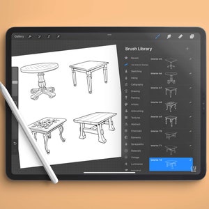 160 Procreate Interior Furniture Stamp Brushes, Procreate Interior ...