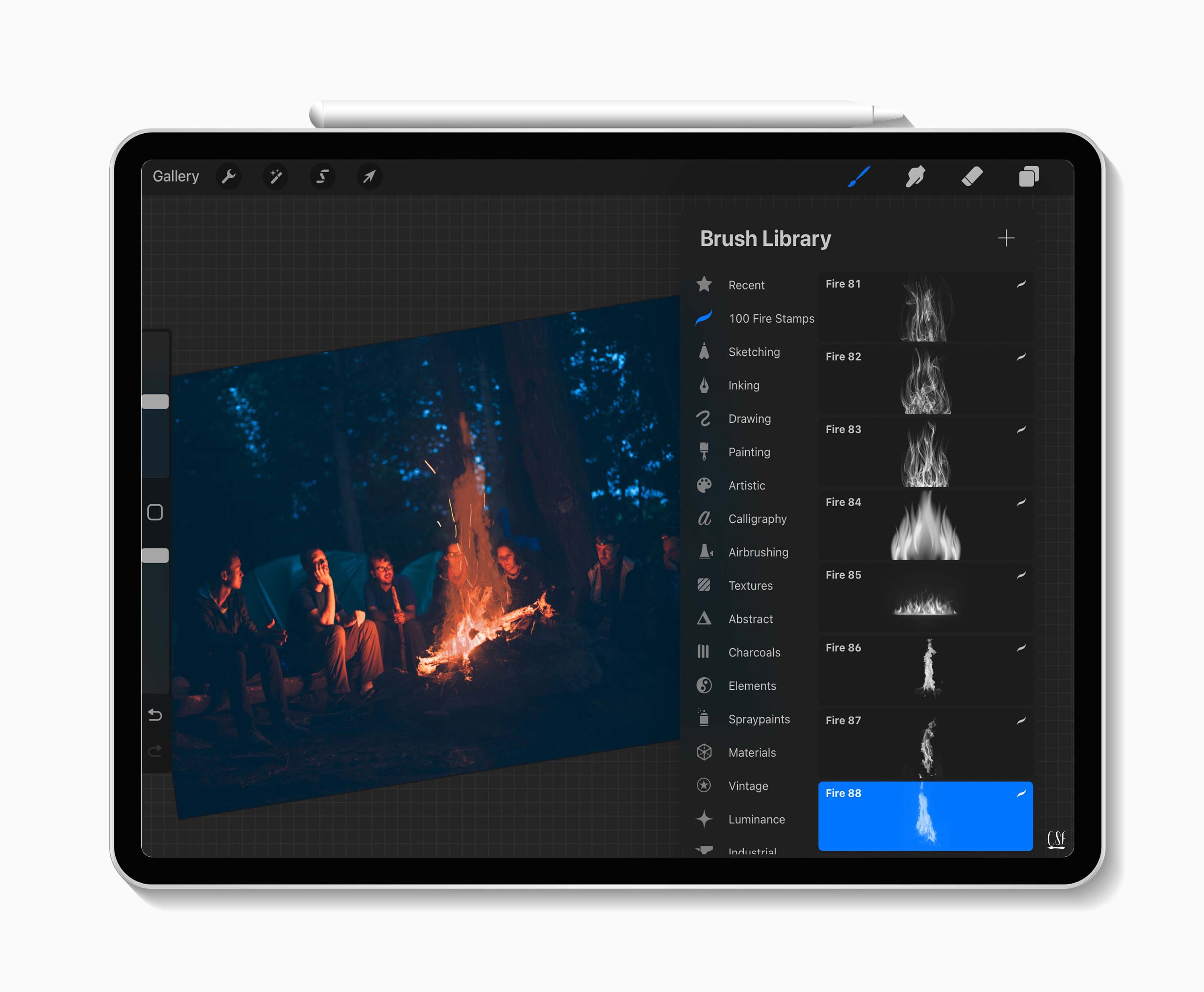 100 Procreate Fire Stamp Brushes, Fire Stamp Set, Fire Brush, Digital ...