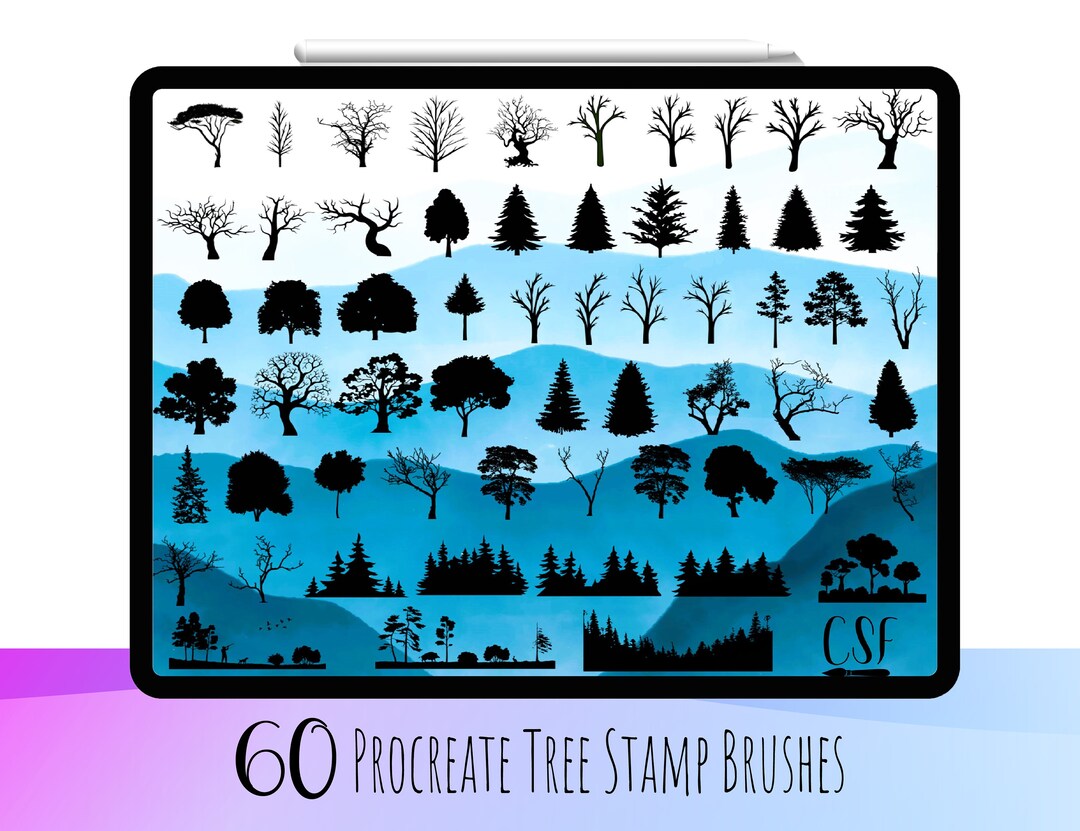 60 Procreate Tree Stamp Brushes, Trees Stamp Set,tree Brushes,procreate ...