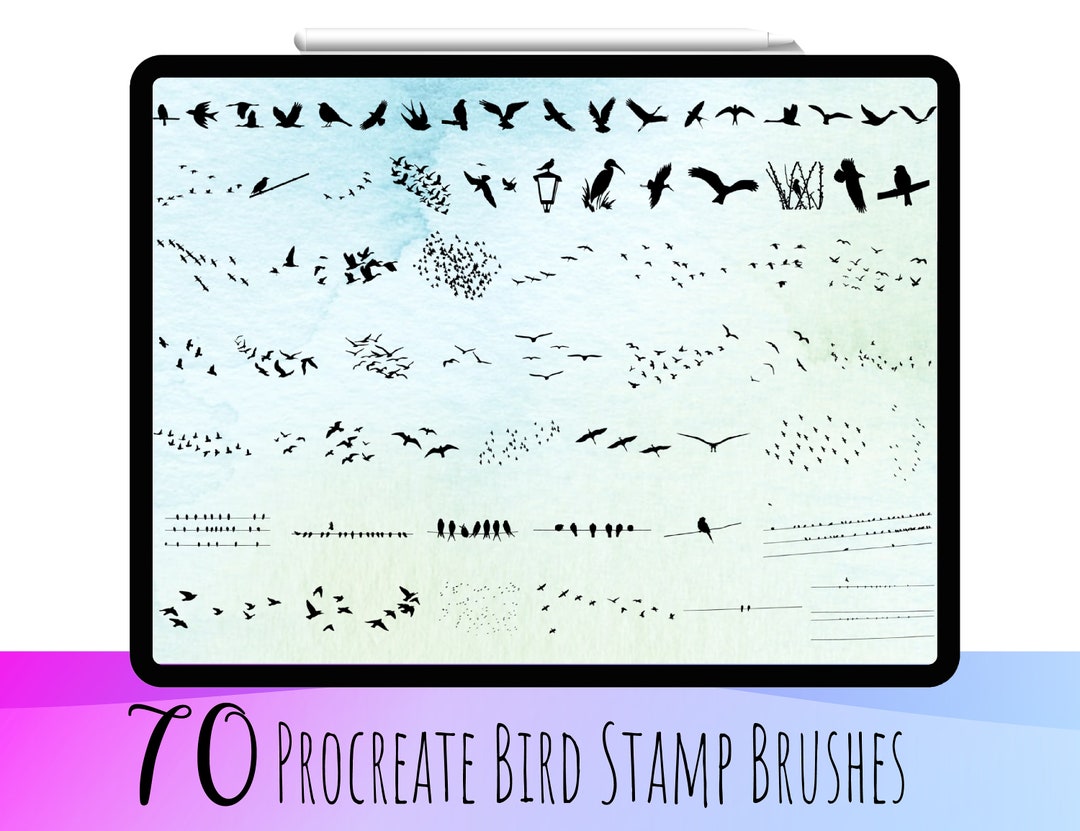 70 Procreate Bird Stamp Brushes, Bird Stamp Set, Bird Brushes, Digital ...