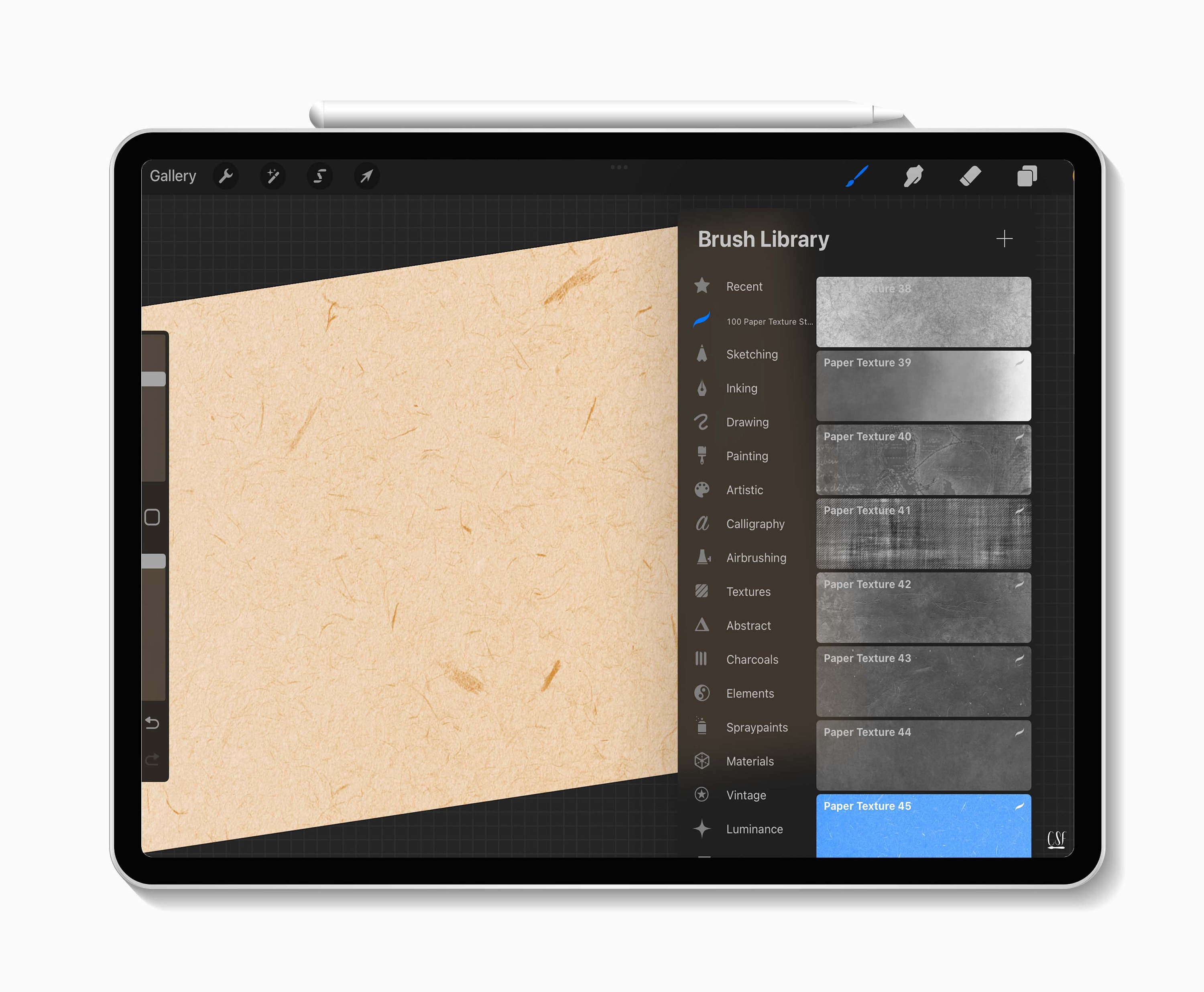 100 Procreate Paper Texture Stamp Brushes, Procreate Paper Canvases ...