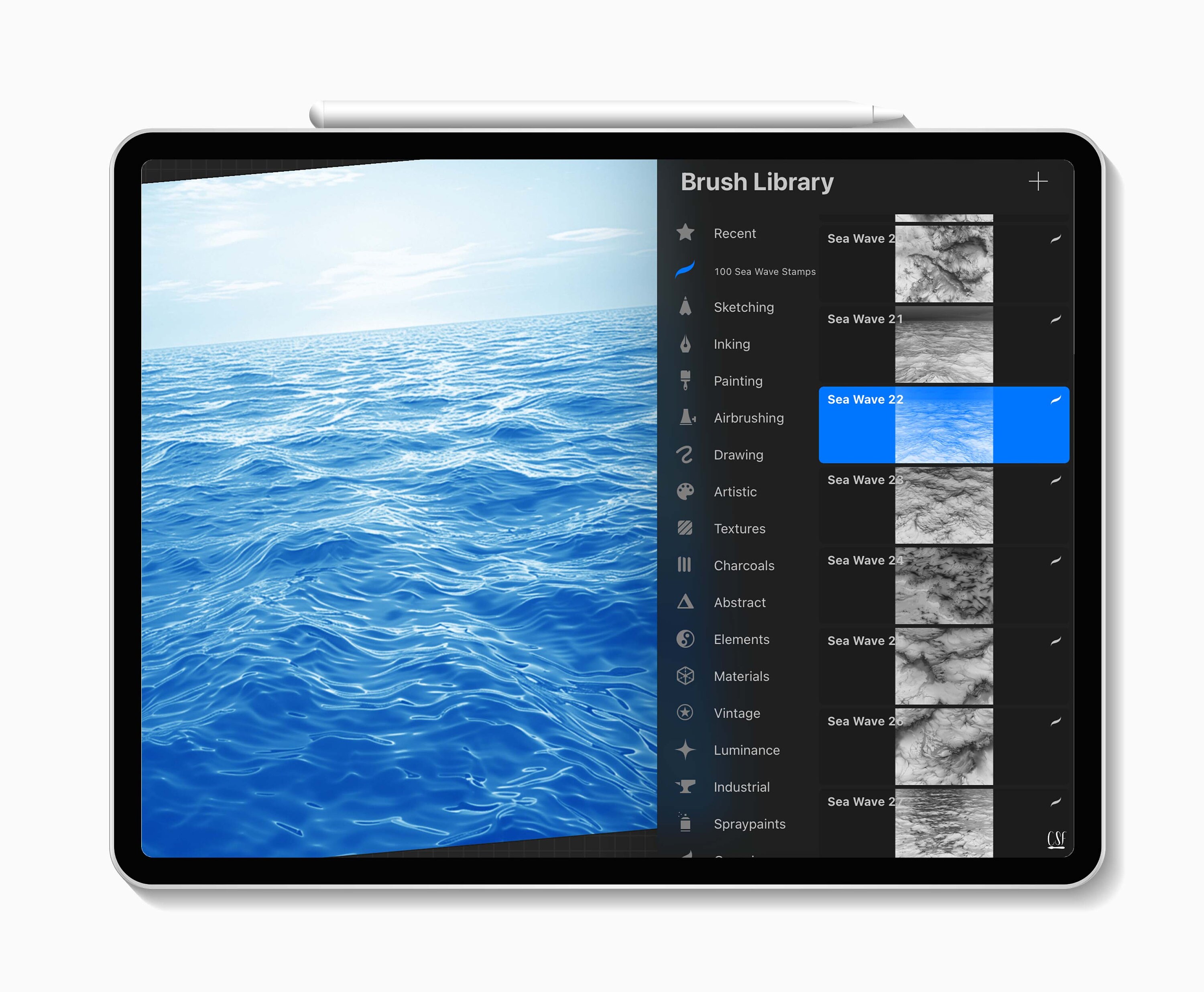 100 Procreate Sea Wave Stamp Brushes, Waves Stamp Set,wave Brushes ...
