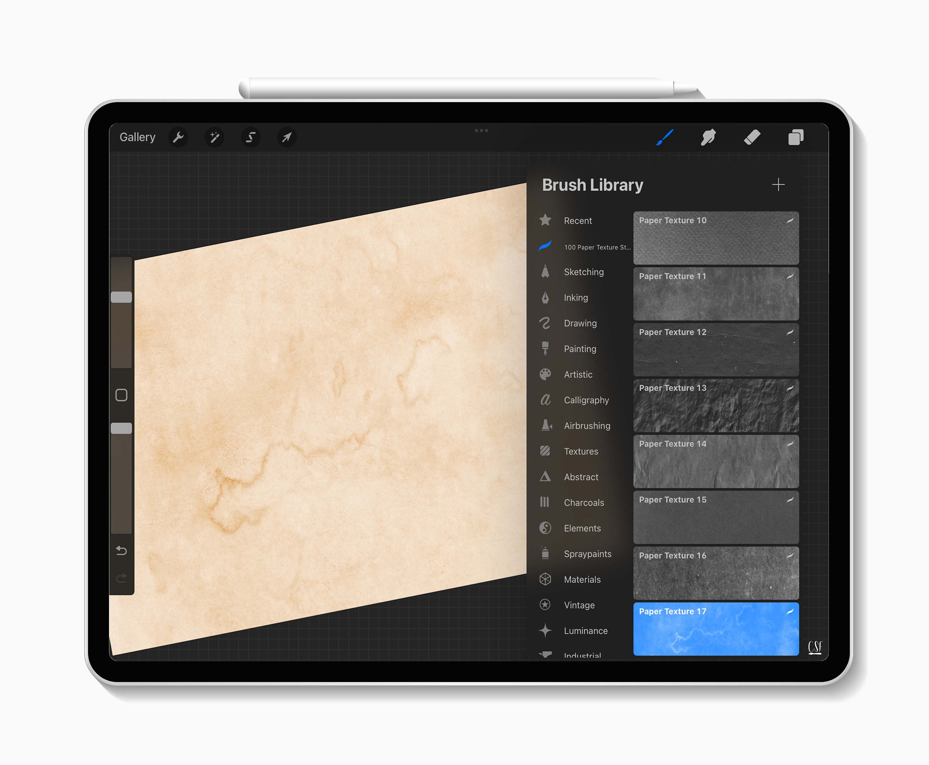 100 Procreate Paper Texture Stamp Brushes, Procreate Paper Canvases ...