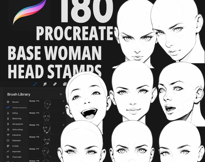 Procreate Anime Face Base Girl Woman Female Head Brushes Stamps ...