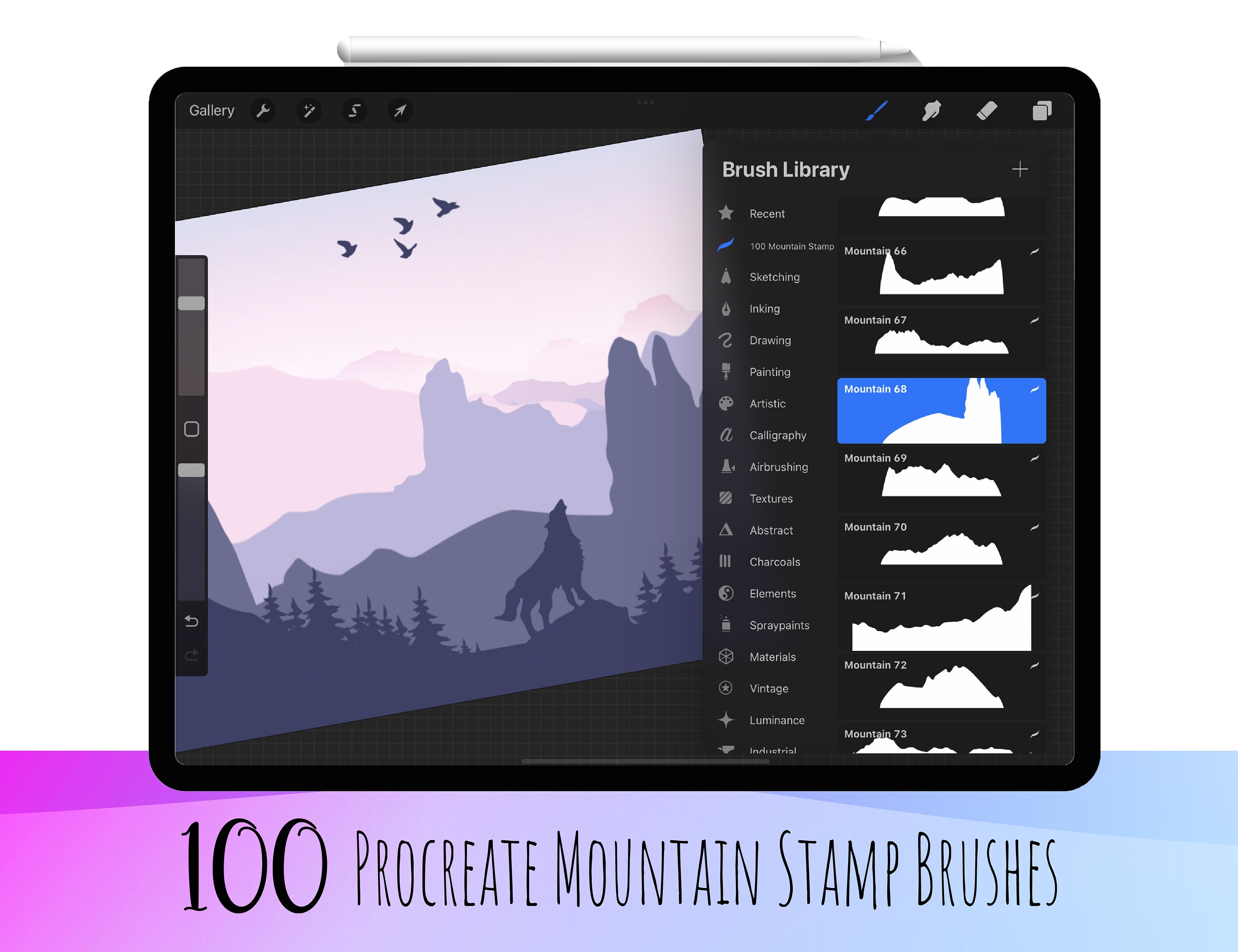 100 Procreate Mountain Stamp Brushesmountain Stamp - Etsy