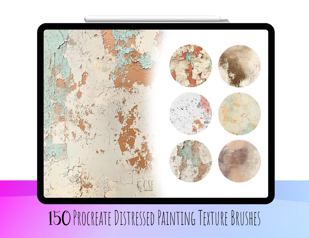 150 Distressed Texture Procreate Brushes, Aged Texture, Rustic Texture ...