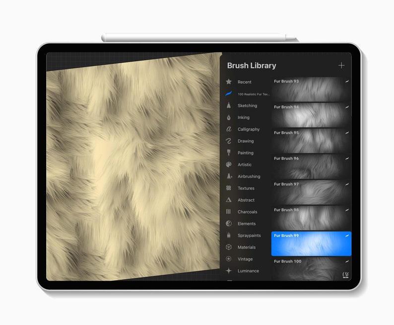 100 Procreate Realistic Fur Brush, Animal Hair Brush, Animal Fur Brush, Fluffy Brushes, Fur ...