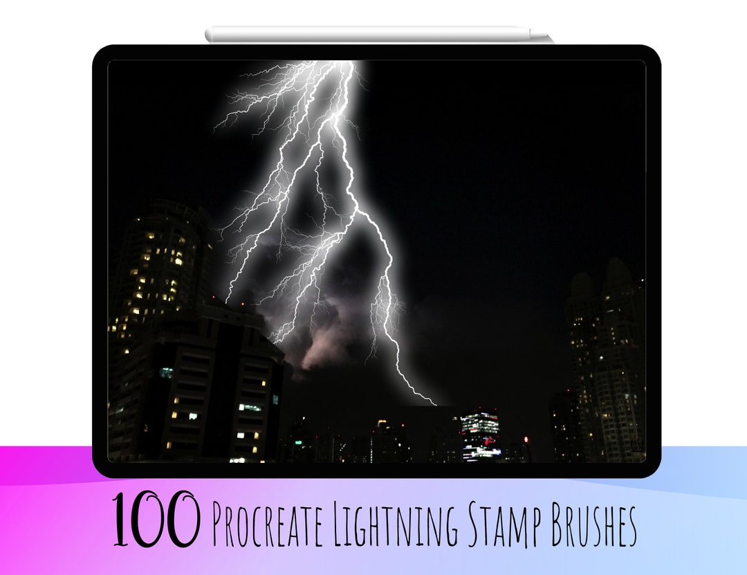 100 Procreate Lightning Stamp Brushes,lightning Stamp Set,lightning Brush,digital Lightning ...