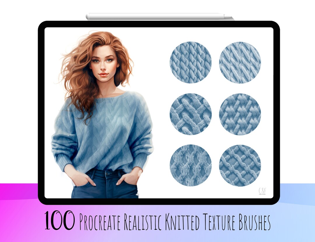 100 Realistic Knitted Procreate Brushes, Knitted Texture Brush ...