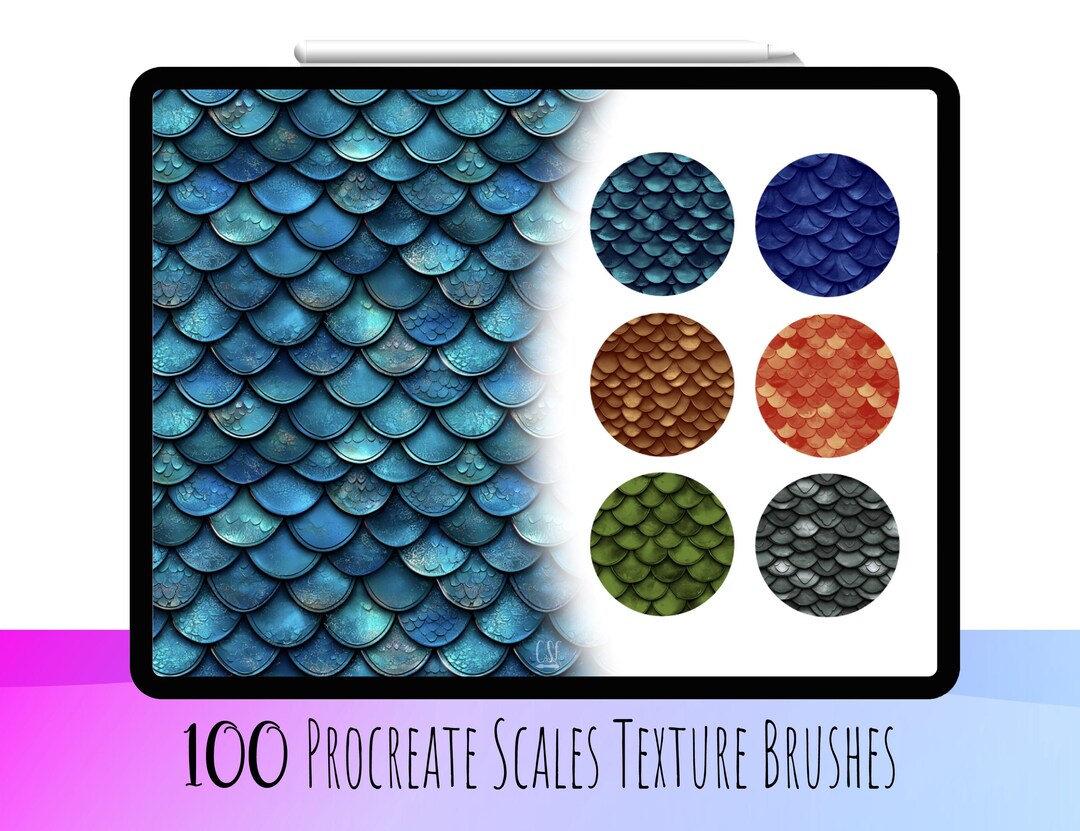 100 Scale Procreate Brushes, Mermaid Scale Brush, Fish Scale Brush ...