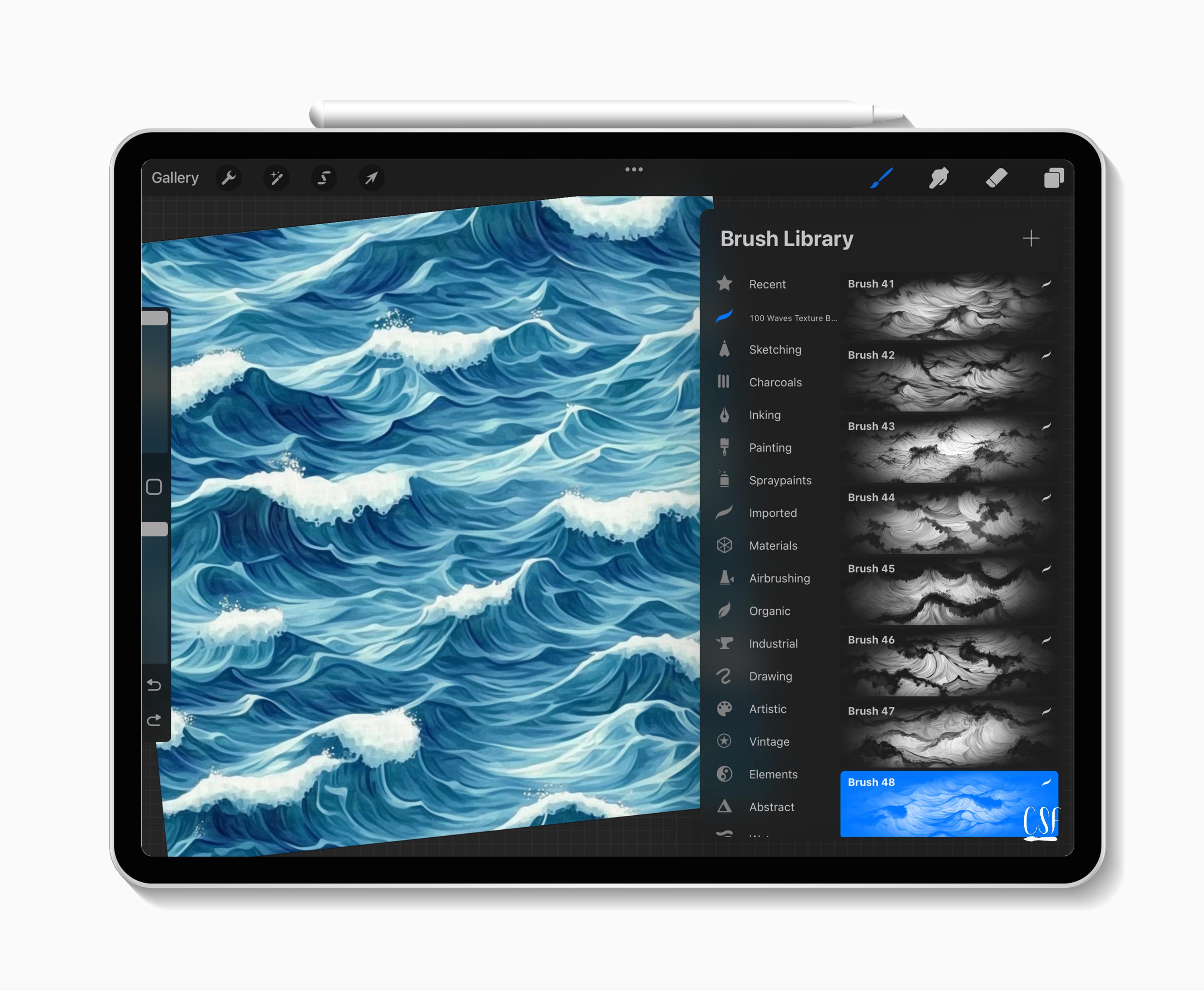 100 Procreate Sea Wave Texture Brush, Procreate Wave Brush, Ocean ...
