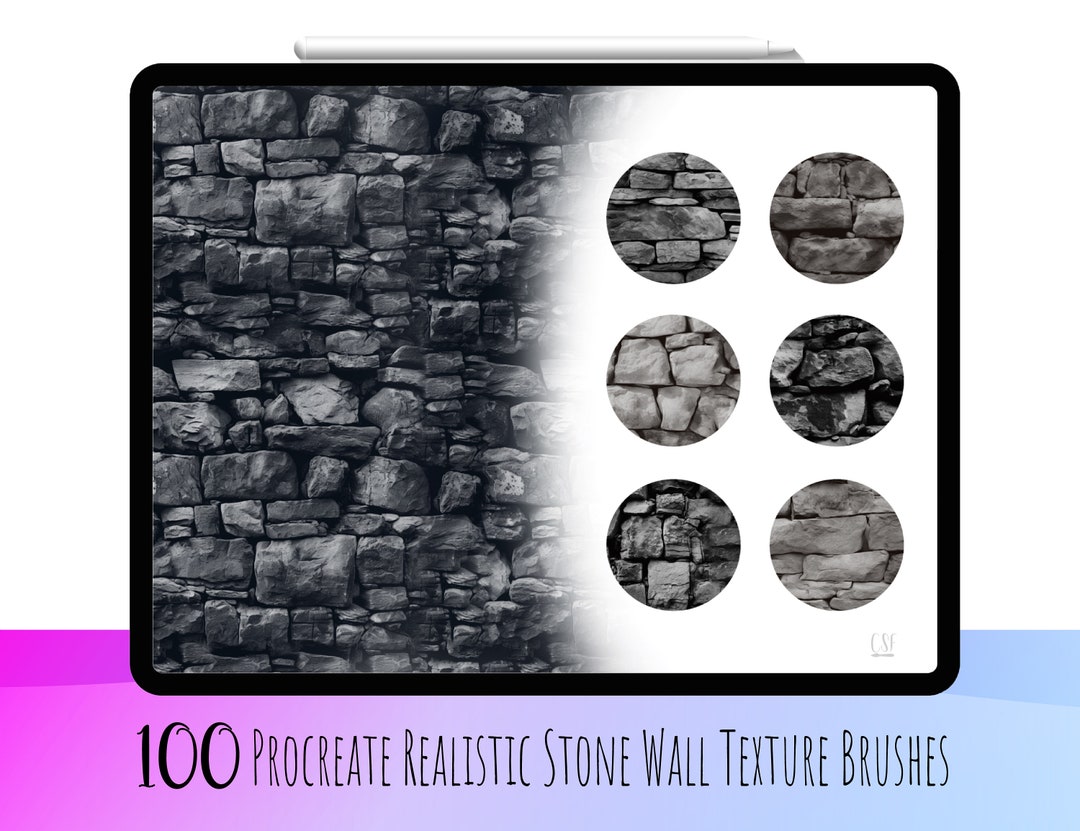 100 Realistic Stone Procreate Brushes, Stone Procreate Texture ...
