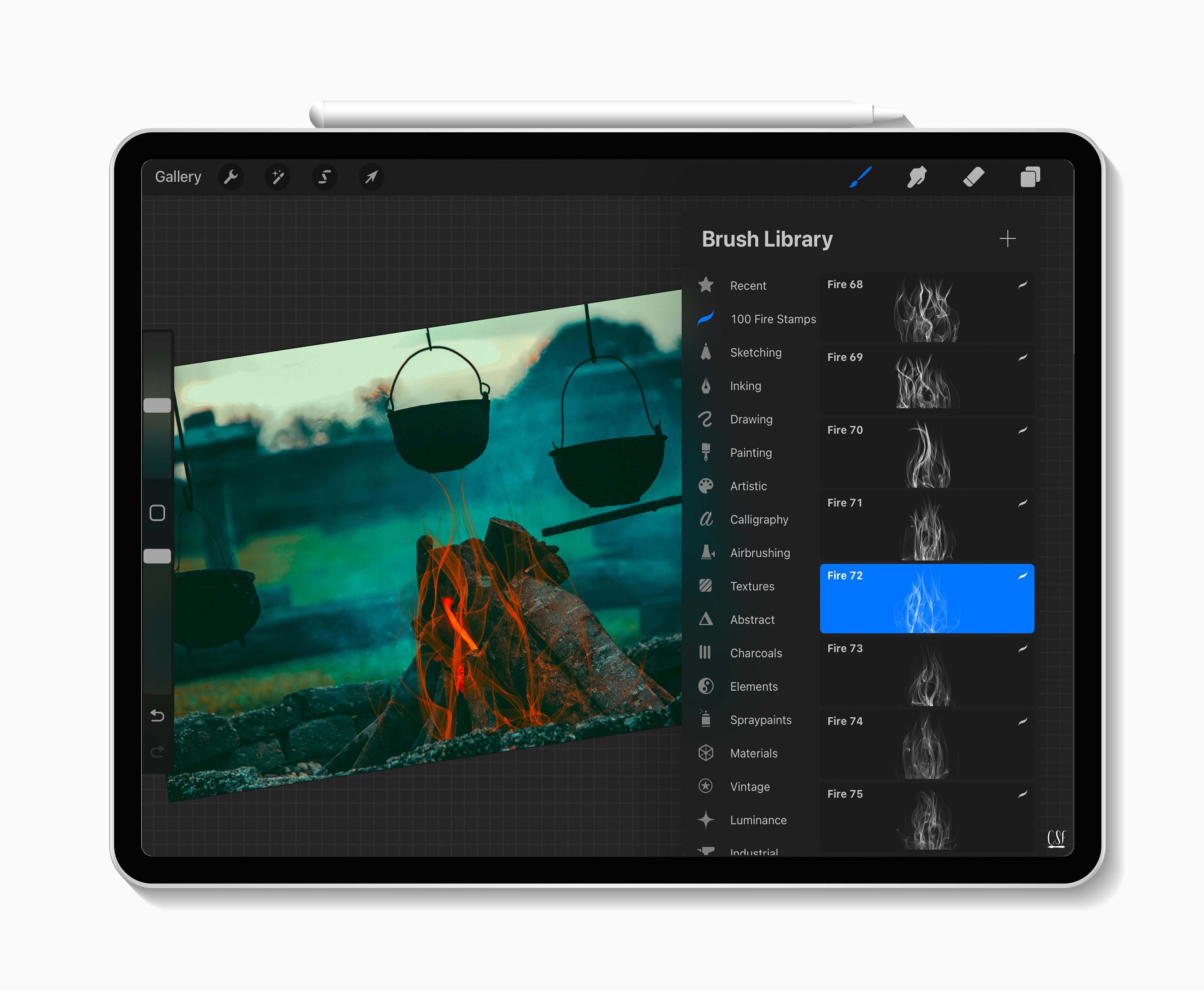 100 Procreate Fire Stamp Brushes, Fire Stamp Set, Fire Brush, Digital ...