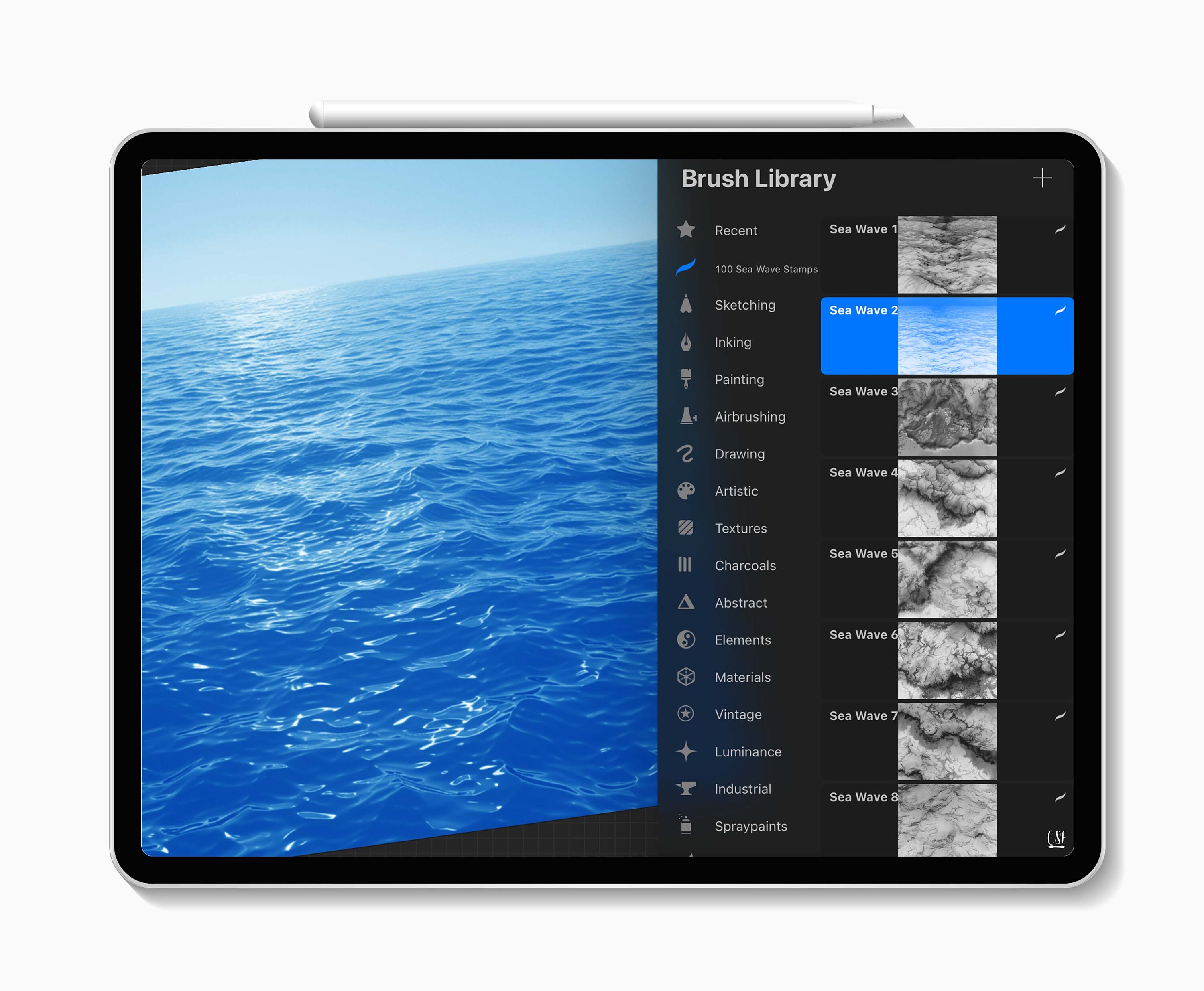 100 Procreate Sea Wave Stamp Brushes, Waves Stamp Set,wave Brushes ...