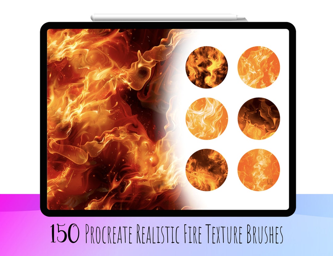 150 Procreate Realistic Fire Texture Brushes, Fire Brushes, Burn ...