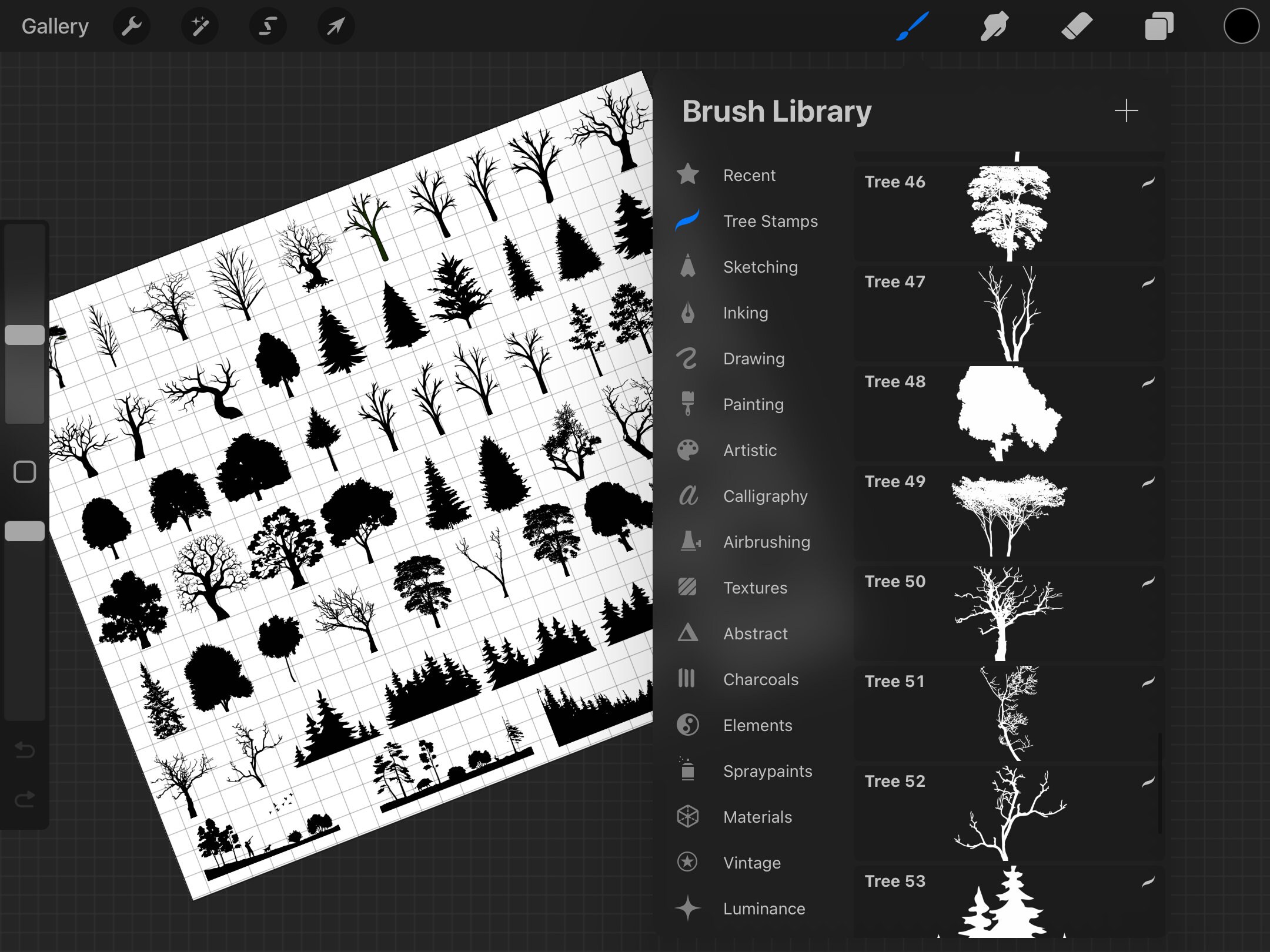 60 Procreate Tree Stamp Brushes Trees Stamp Settree - Etsy