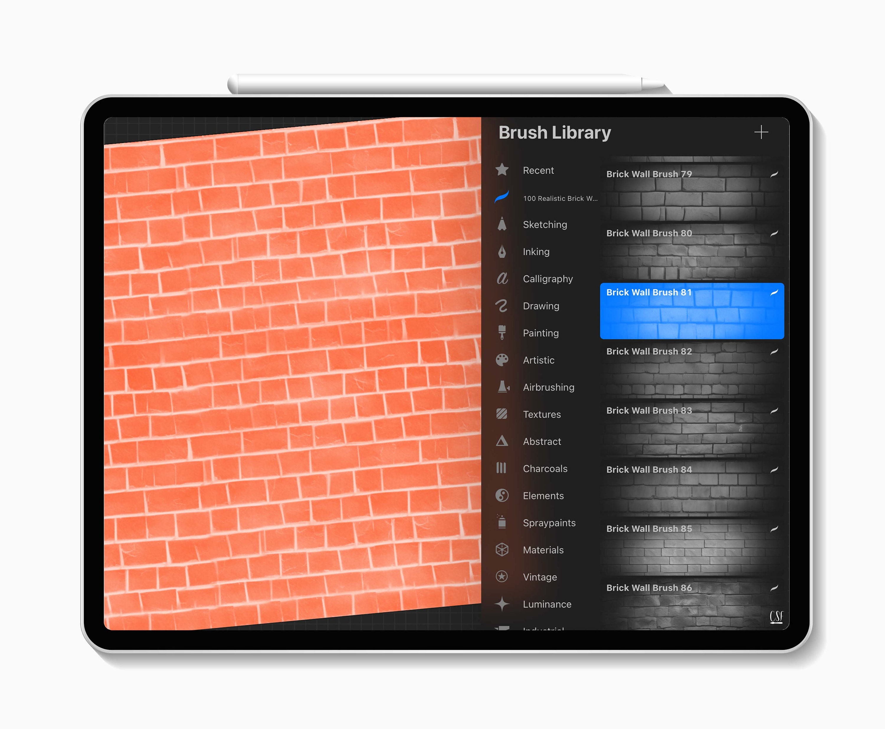 100 Realistic Brick Wall Procreate Brushes, Brick Texture Brush ...
