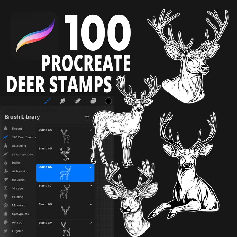 Reindeer Stamp - Etsy