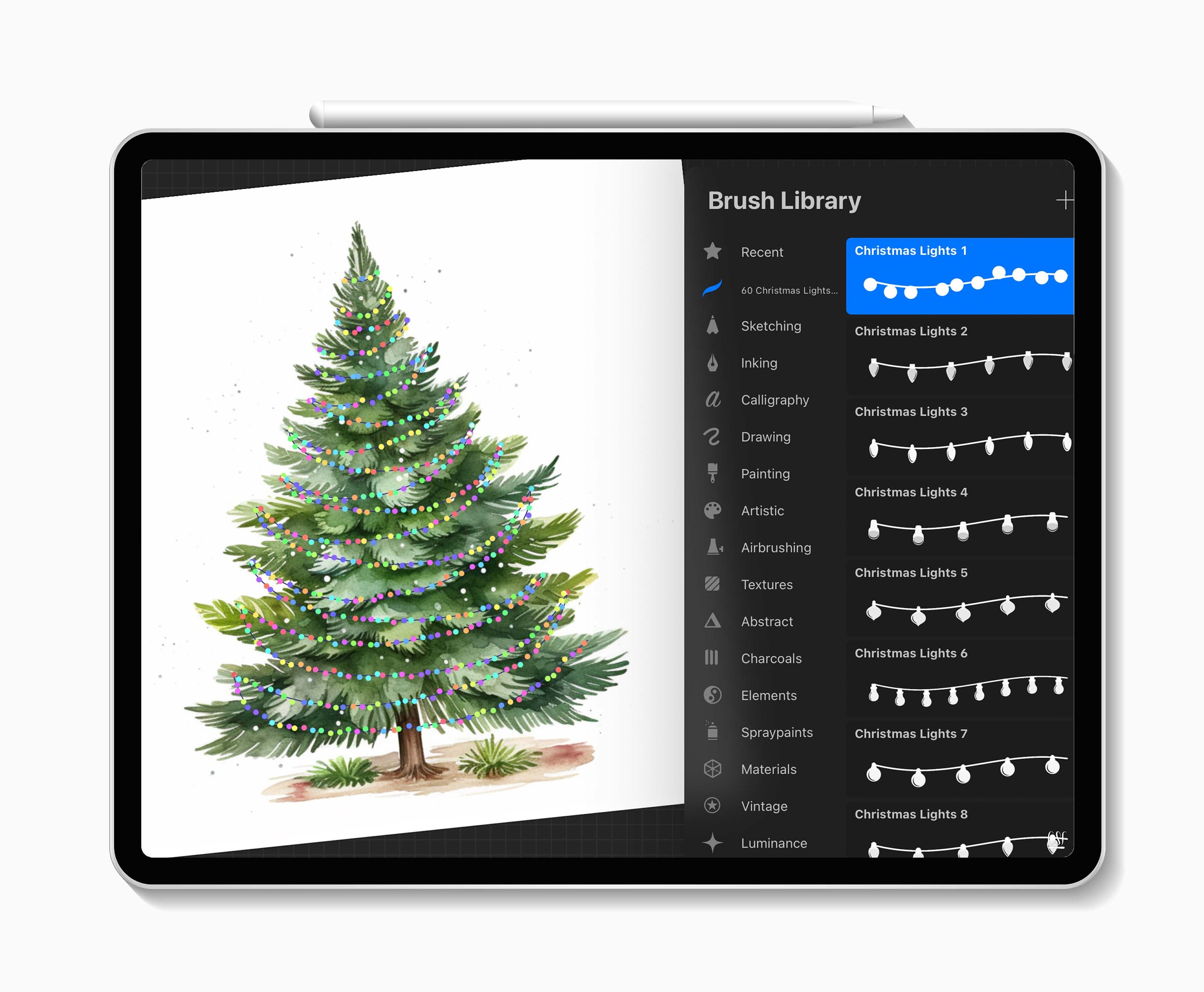 60 Christmas Lights Procreate Brushes,procreate Garland Brushes ...