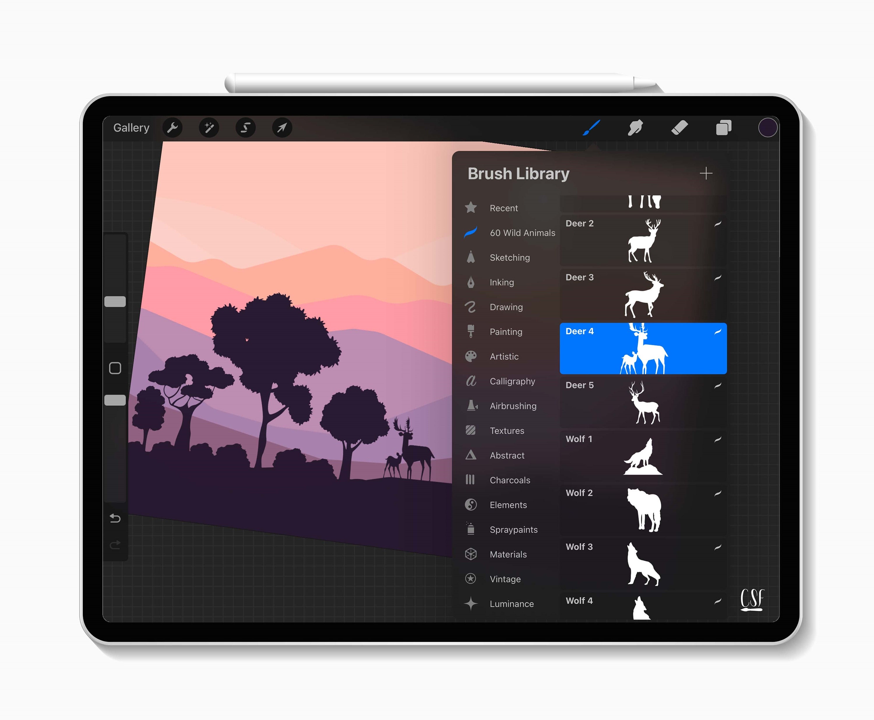 60 Procreate Wild Animal Stamp Brushes, Forest Animal Stamp Set, Animal ...