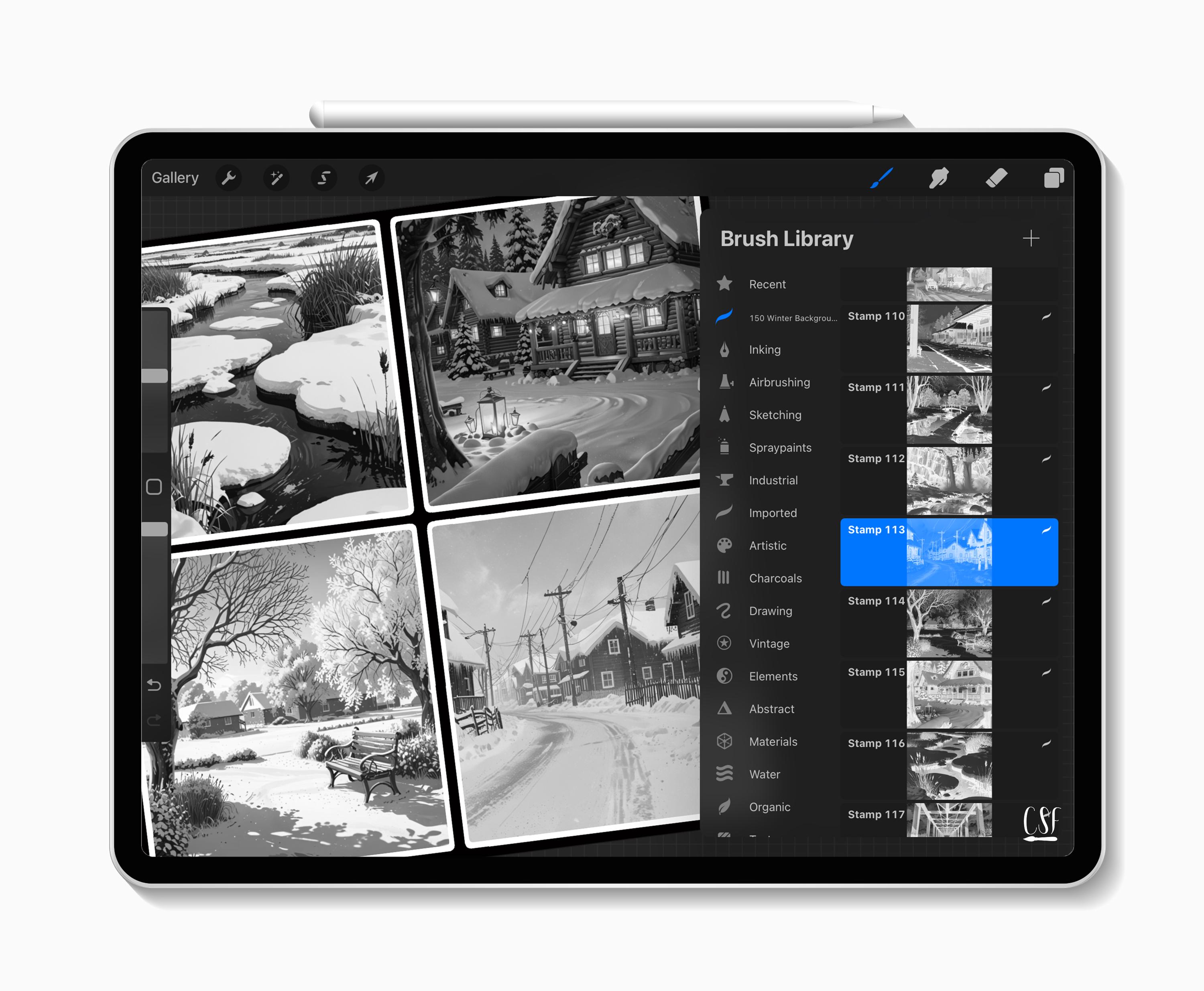 150 Procreate Winter Background Stamps for Snow Landscape Art, Frozen ...