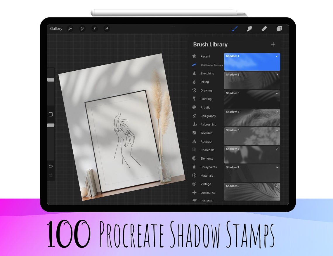 100 Procreate Shadow Stamp Brushes Shadow Stamp Set Shadow - Etsy