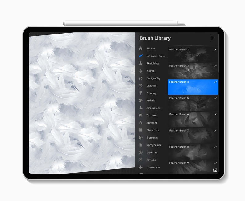 100 Procreate Realistic Feather Texture Brushes, Procreate Feather ...
