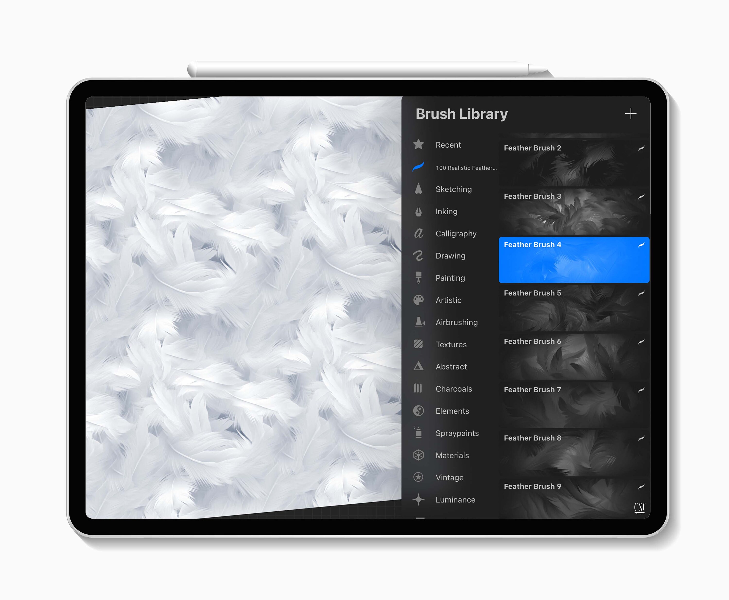 100 Procreate Realistic Feather Texture Brushes, Procreate Feather ...