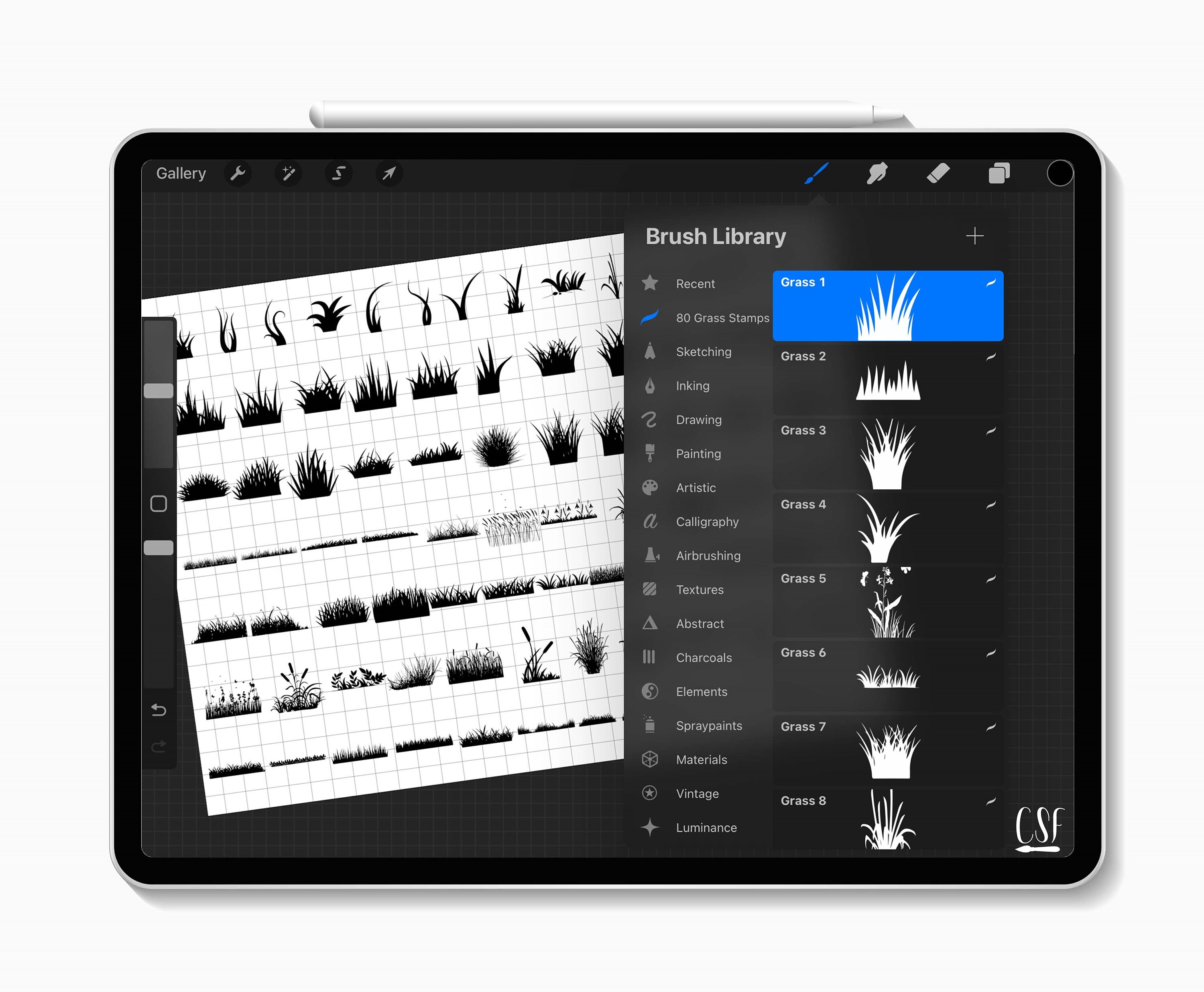 80 Procreate Grass Stamp Brushes Grass Stamp Set Grass - Etsy