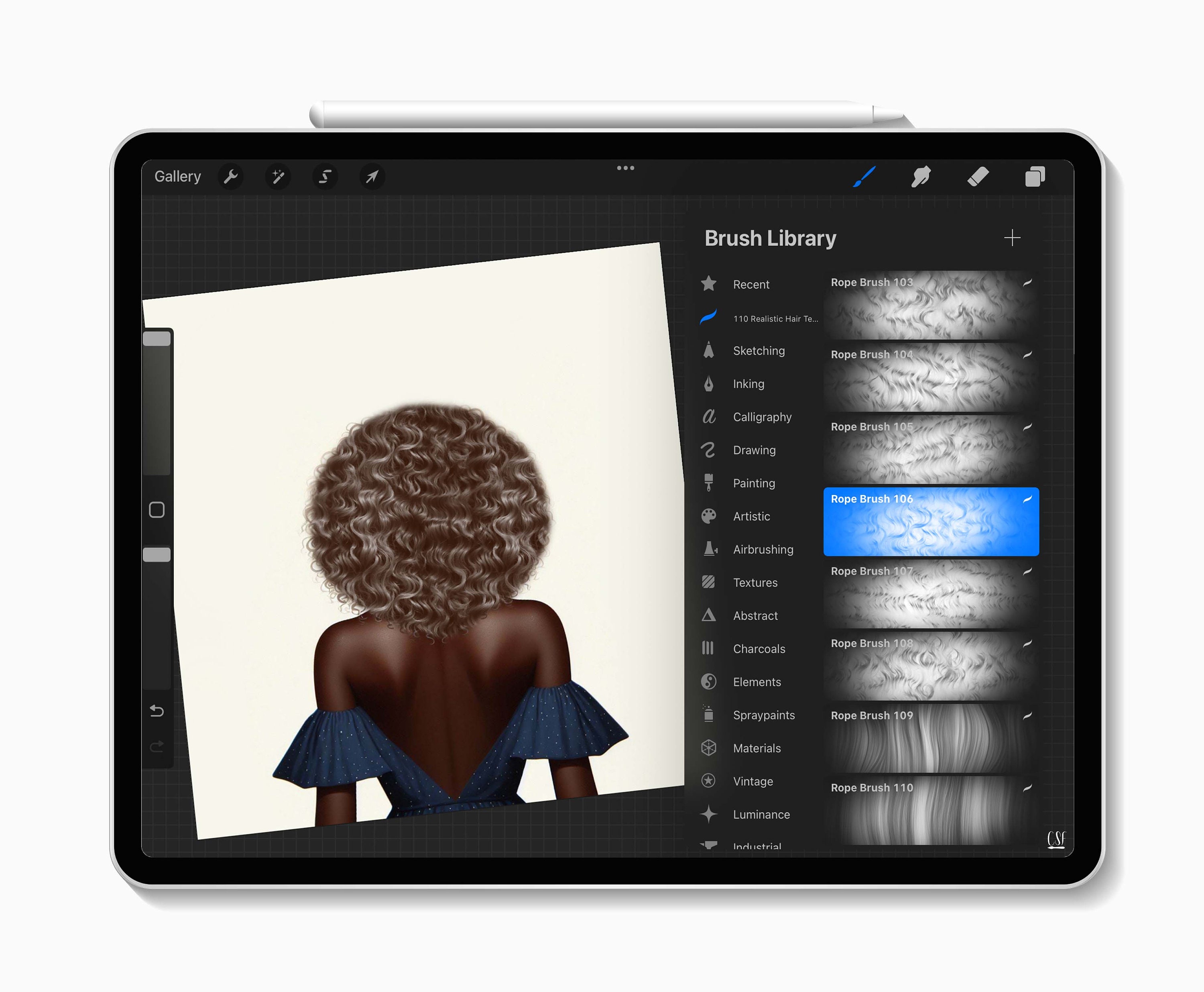 110 Realistic Hair Texture Procreate Brushes, Procreate Hair Brush ...
