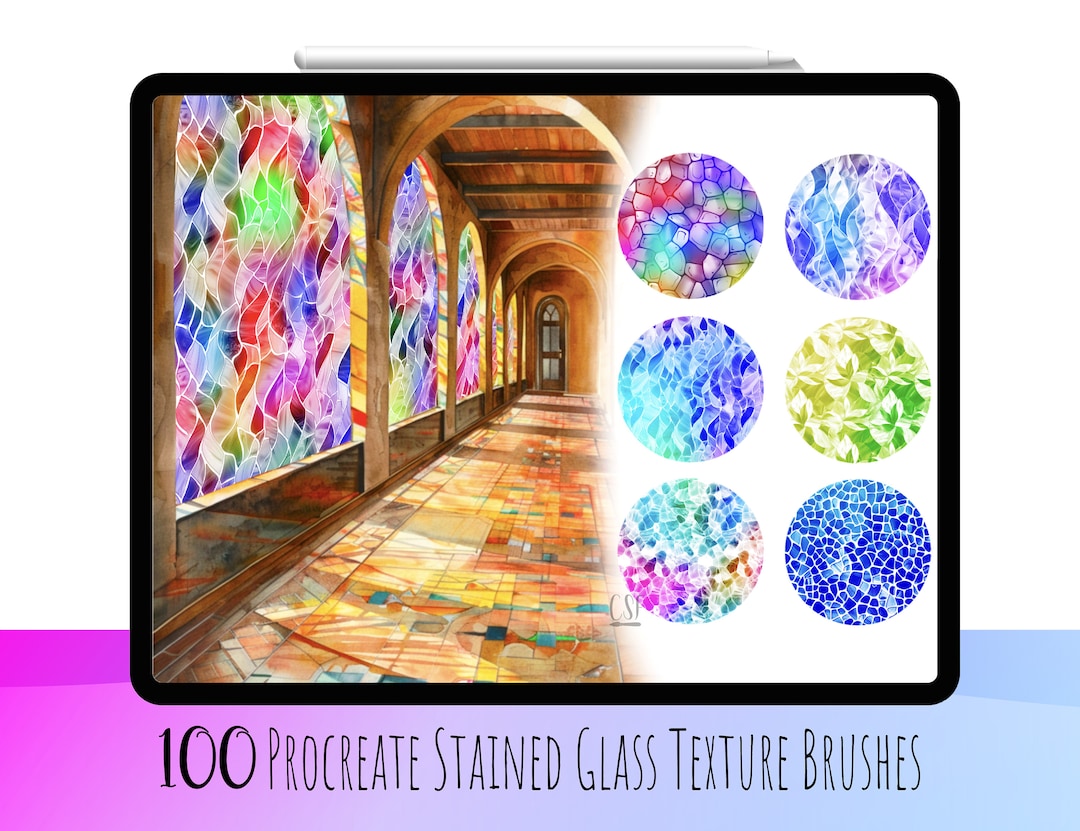 100 Stained Glass Procreate Brushes, Glass Procreate, Procreate Mosaic, Procreate Stained ...