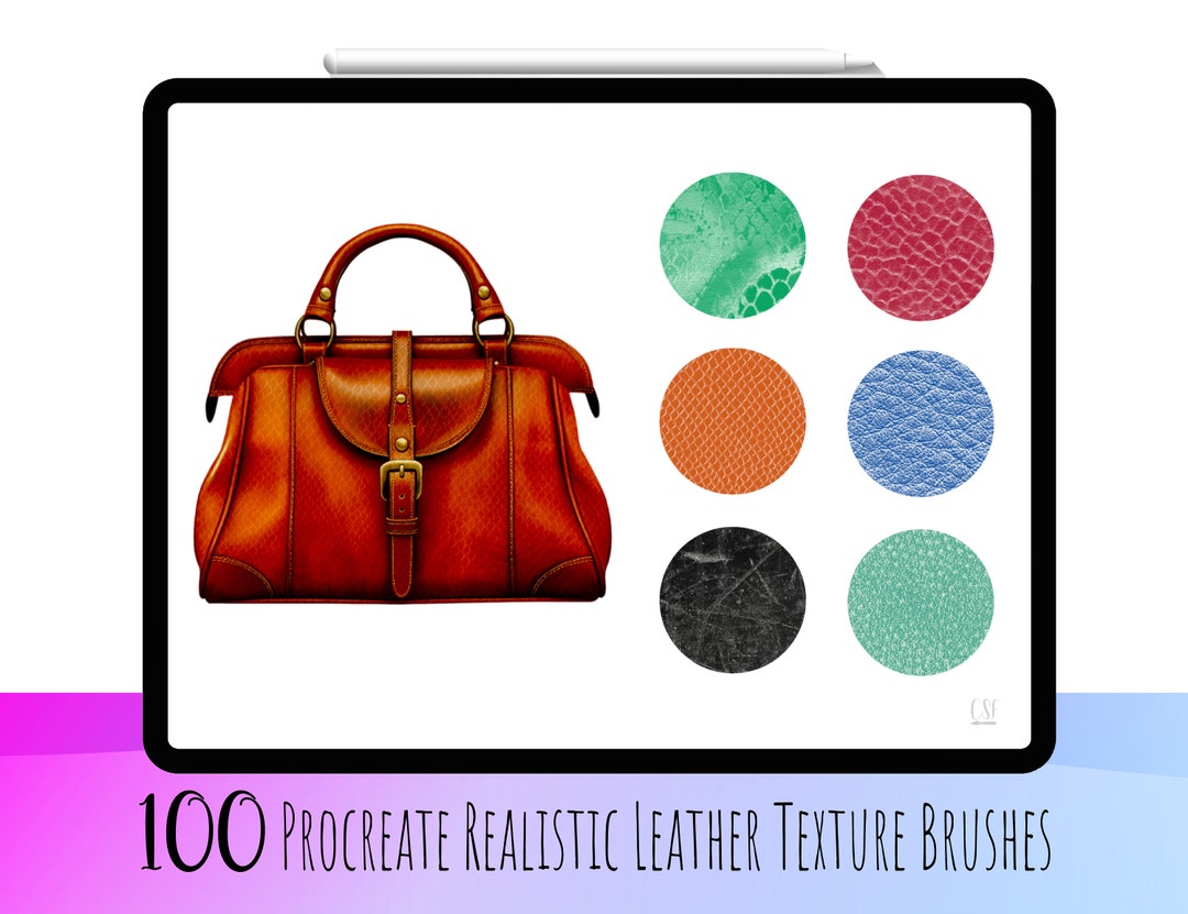100 Realistic Leather Texture Procreate Brushes, Fashion Design Brush ...