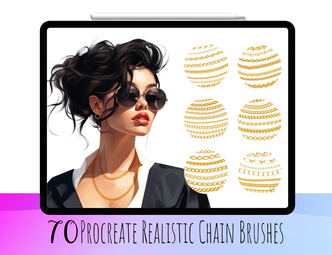 70 Realistic Procreate Chain Brushes, Chain Brushset, Procreate Jewerly ...