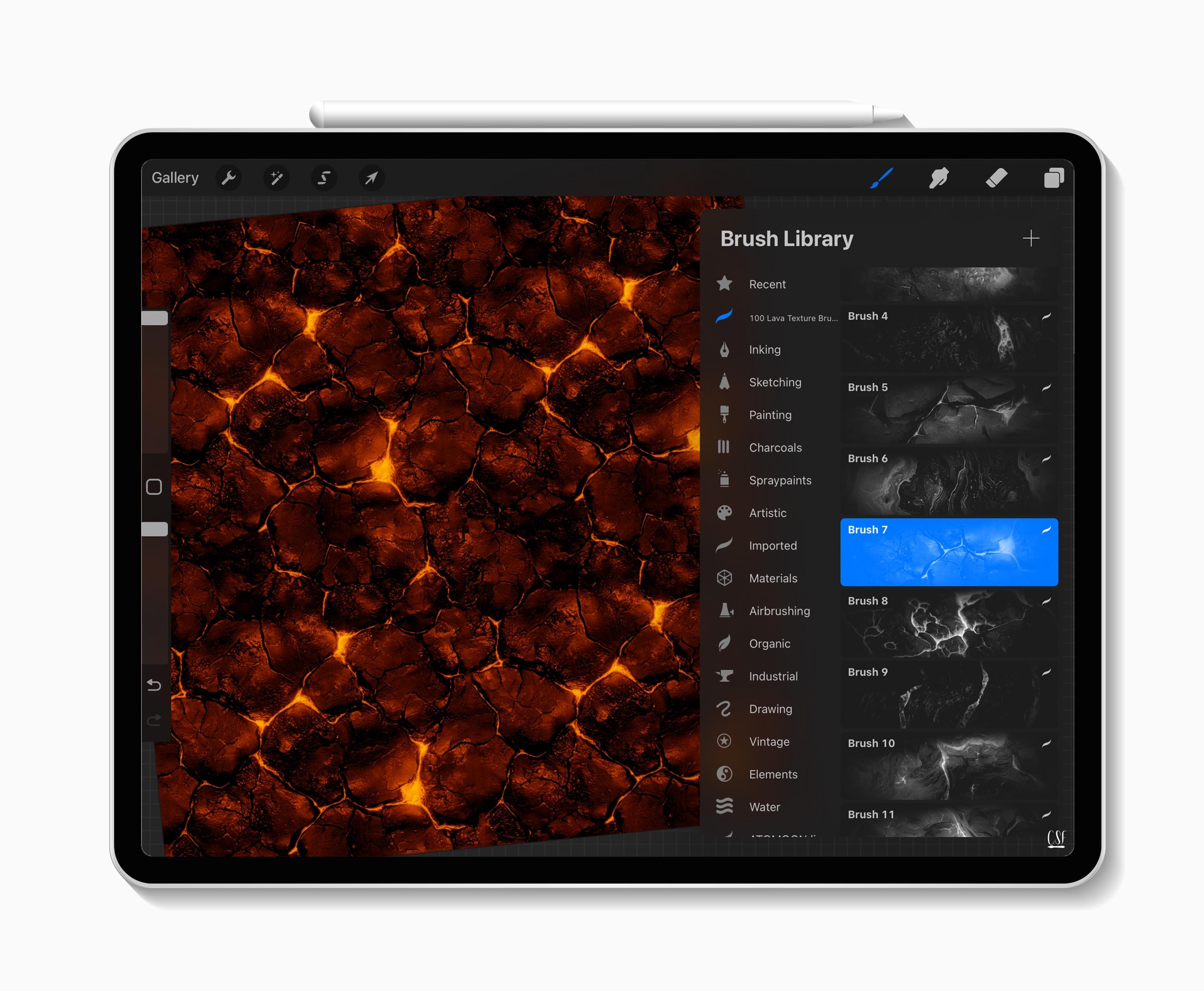 100 Procreate Lava Texture Brushes, Realistic Volcanic Brushes, Fire ...