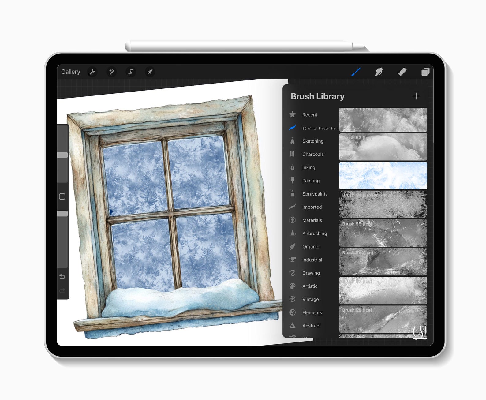 80 Procreate Winter Frost Brushes, Frost Effect, Ice Brush, Snowflake ...