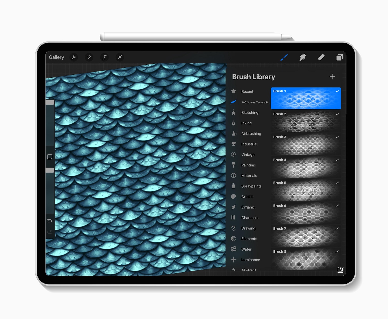 100 Procreate Fish Scale Texture Brushes | Procreate Mermaid Scales ...