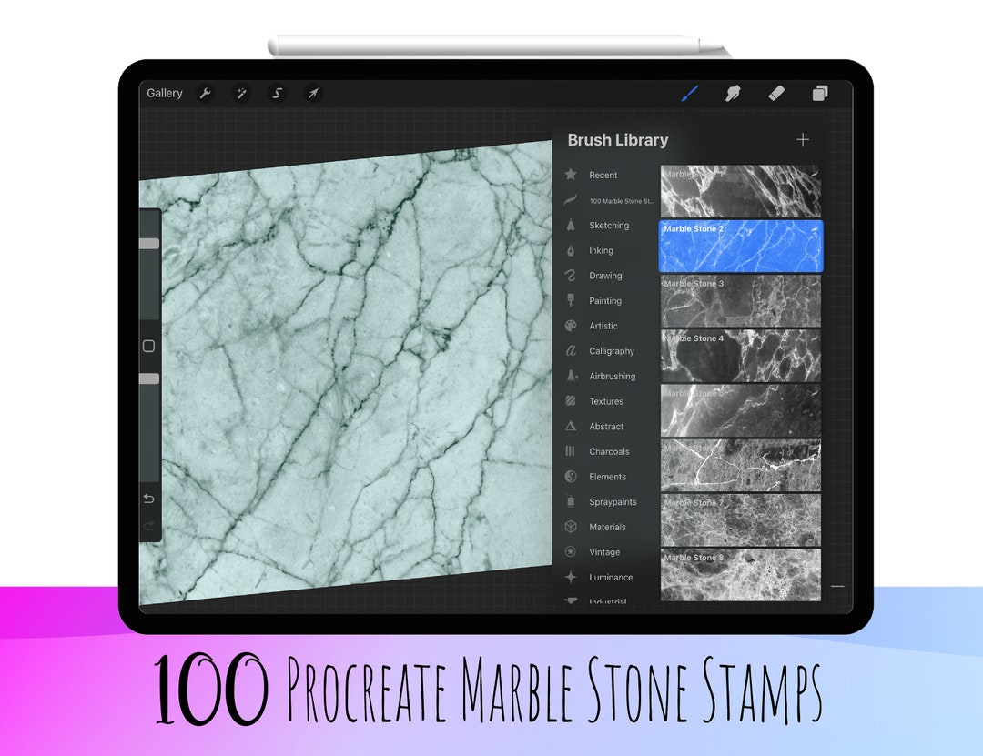 100 Procreate Marble Stone Stamp Brushes, Marble Stone Stamp, Marble Stone Brush, Rock Texture ...