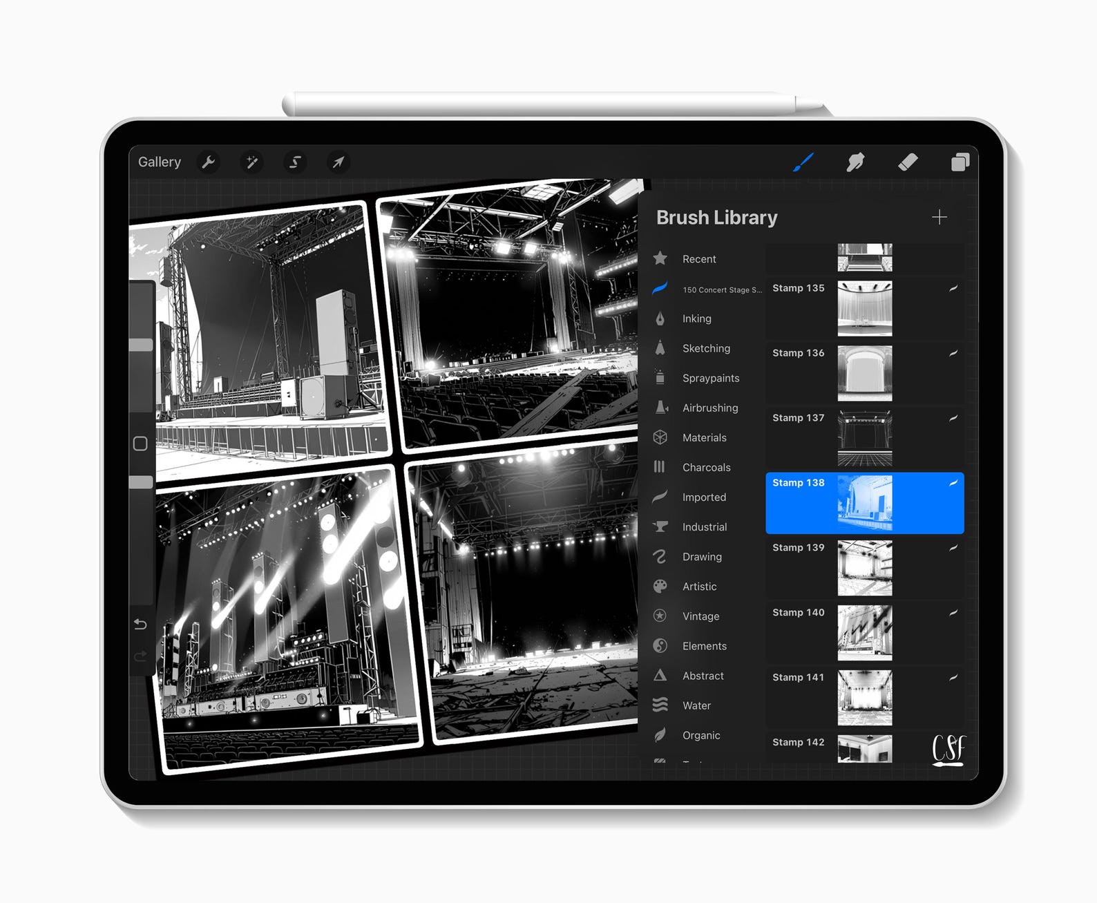 150 Procreate Concert Stage Background Stamps, Music Venue Scenes, Live ...