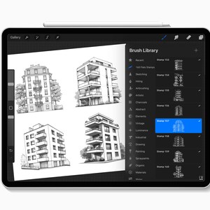 160 Procreate Building Sketch Stamp Brushes, Architecture Stamp, Home ...