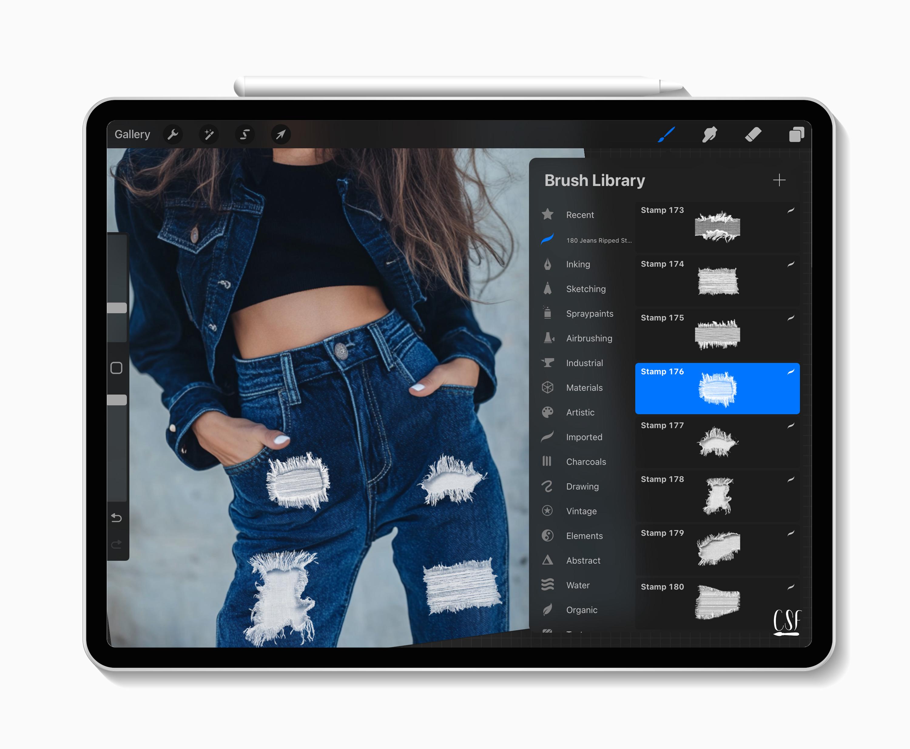 180 Procreate Ripped Jeans Stamp, Grunge Fashion Design, Denim Stamps ...