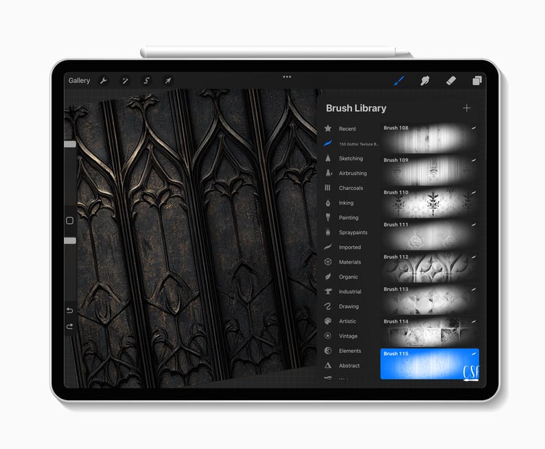 150 Procreate Gothic Texture Brushes, Dark Texture, Gothic Pattern ...